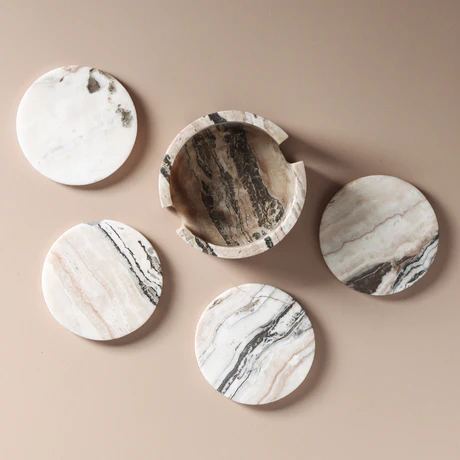 MULTI TRAVERTINE ODITE COASTERS (SET OF 4) | OLAA Design Australia