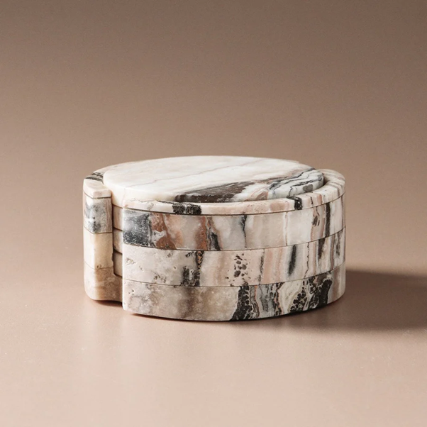 MULTI TRAVERTINE ODITE COASTERS (SET OF 4) | OLAA Design Australia
