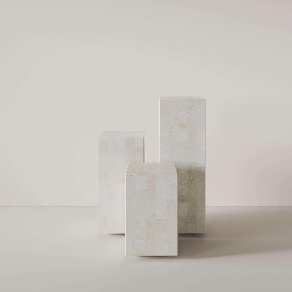 FOSSIL STONE PLINTHS ⁓ EN GOLD – OLAA Design Australia